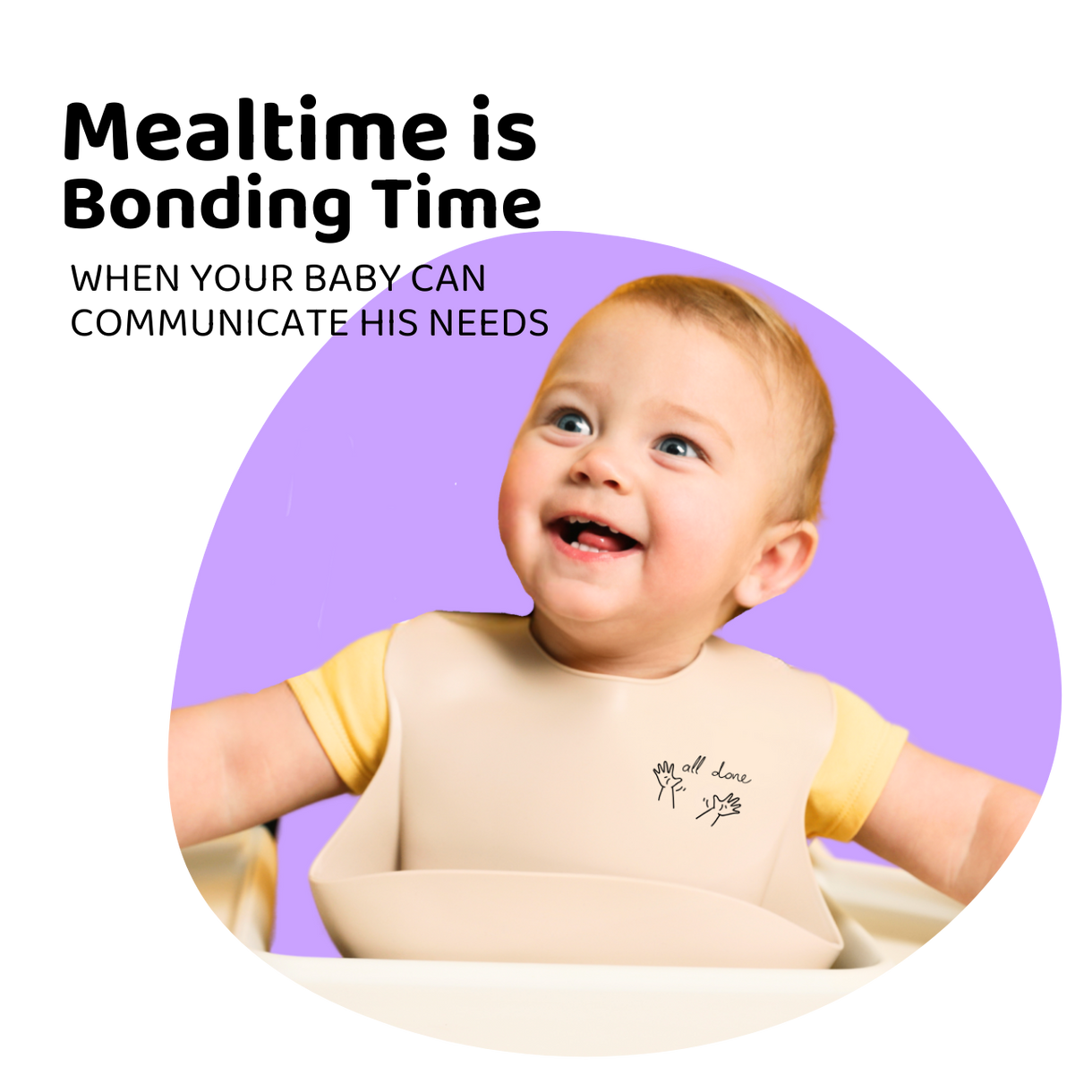 Silicone Baby Bibs with ASL Sign | APLAINR Baby Sign Language Bib ...